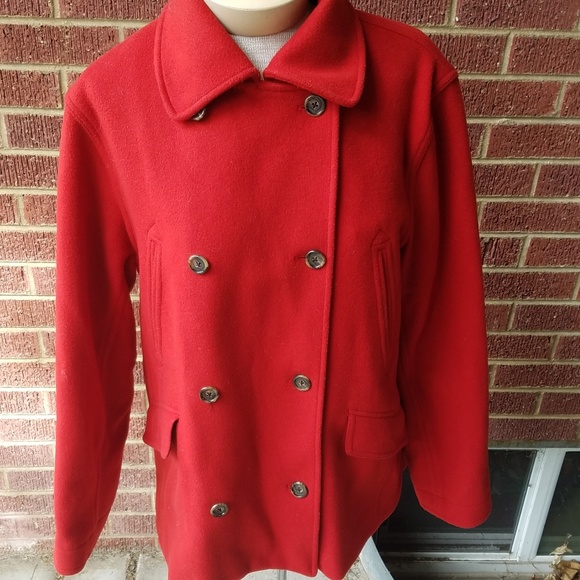 J. Crew | Jackets & Coats | Red Wool Pea Coat | Poshmark